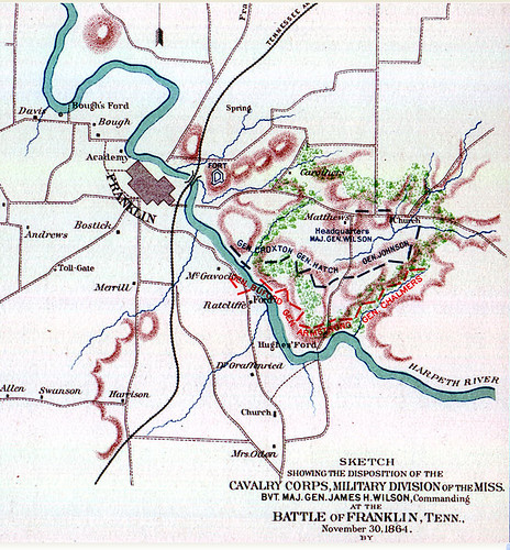 Map showing location of Wilson’s Cavalry at Franklin (late Nov 64 ...